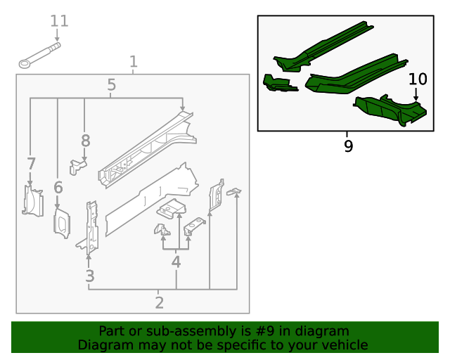 2019-2021 Subaru Forester Rear Rail Assembly 51620SJ0509P | QuirkParts
