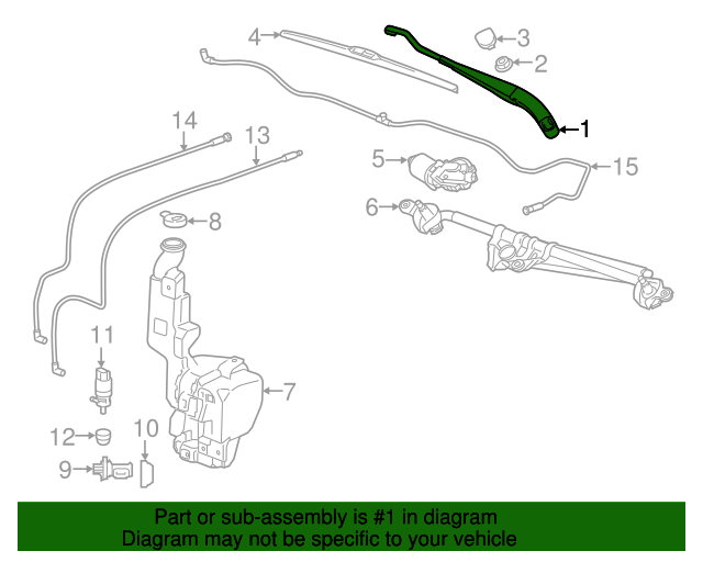 22814858 - Black Passenger Side Windshield Wiper Arm 2015-2020 GM ...