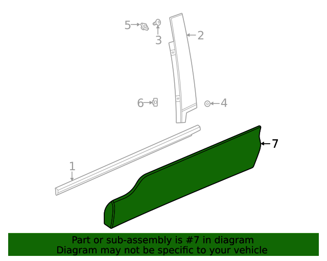 Black Rear Passenger Side Door Lower Molding 42810507 | GMPartsDirect.com
