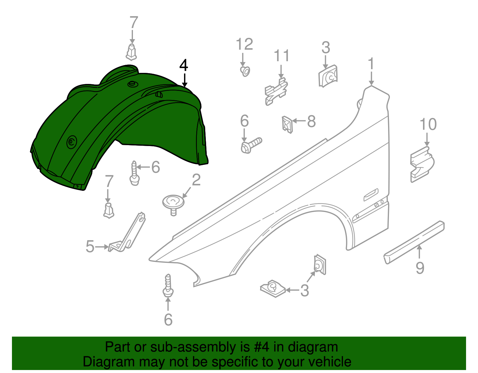 51718159424 - 1997-2003 BMW Fender Liner (51-71-8-159-424) | BMW of ...