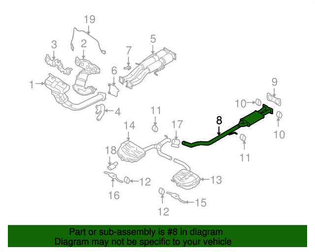Genuine Muffler & Pipe for 2008-2010 Volvo S80 | Part# 31338361 | Over ...