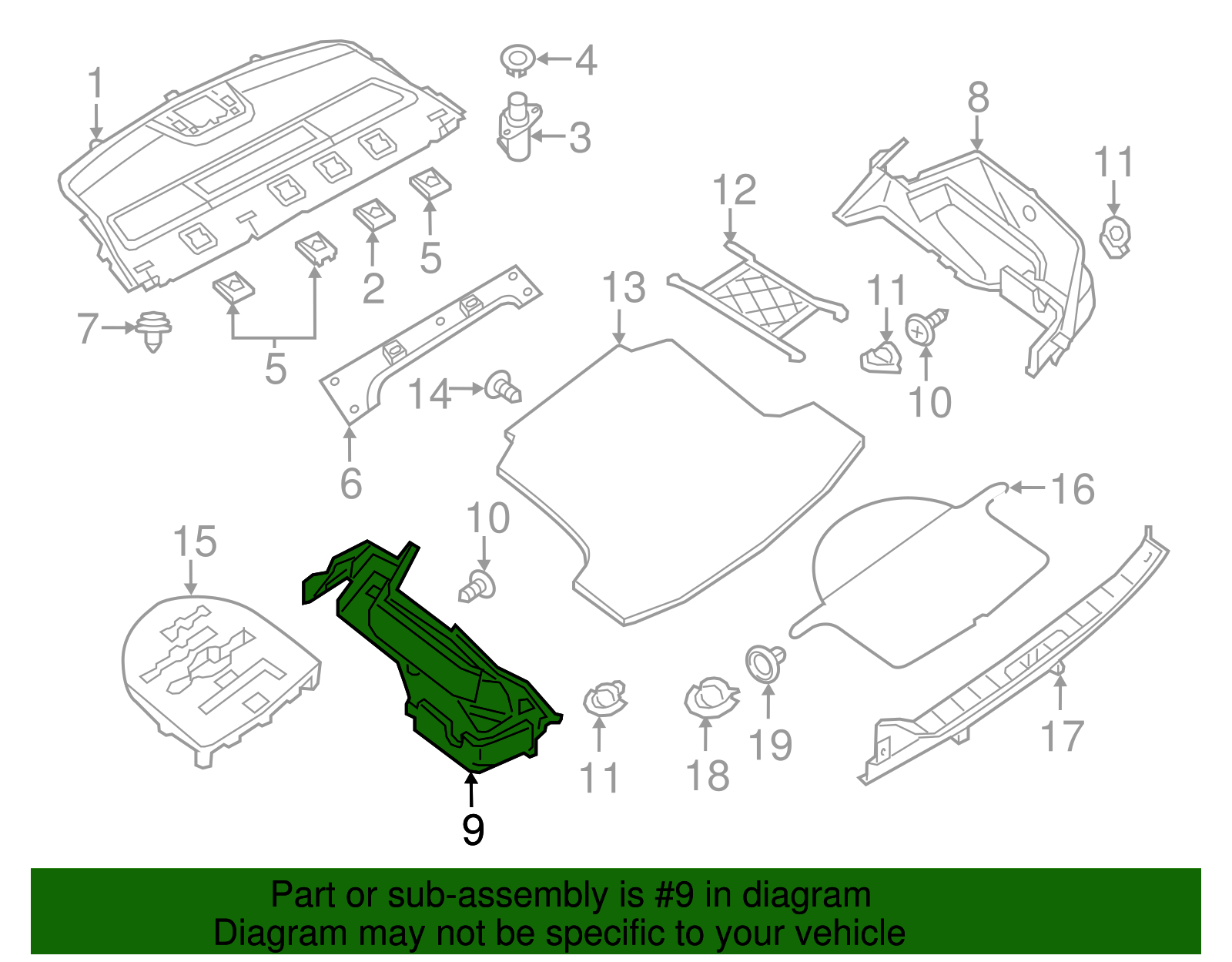 2013-2018 Nissan Altima Trunk Side Panel 84941-3TA4A | Nissan Parts Central