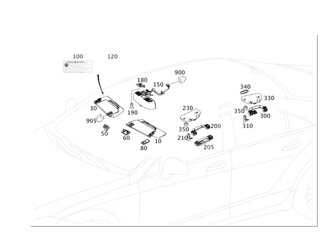 Sun Visor, Interior Mirror, Grab Handle for 2017 Mercedes-Benz CLS550 ...