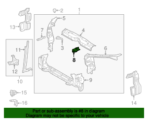 2014-2019 Toyota Corolla Radiator Support Side Panel Bracket 53274 ...
