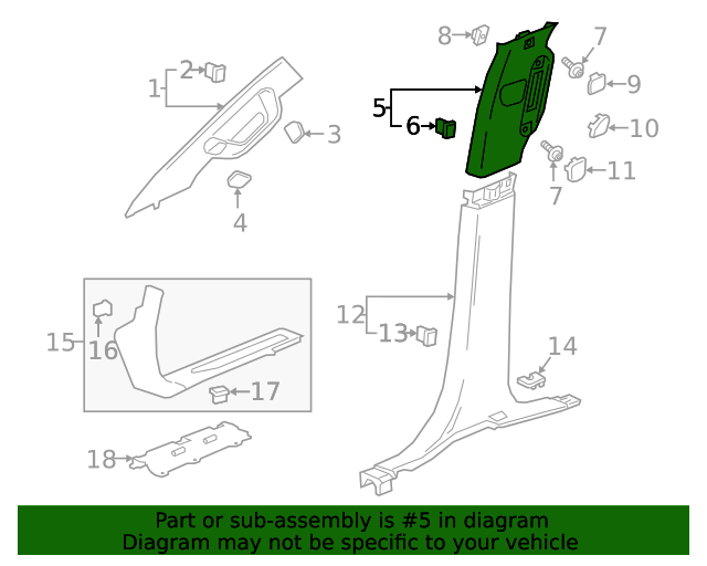 2023-2024 GM Upper Center Pillar Trim 86515232 GM | GMPartsDirect.com