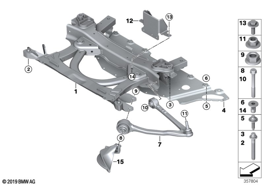 2013-2022 BMW Control Arm With Rubber Bushing, Right 31106863740 ...