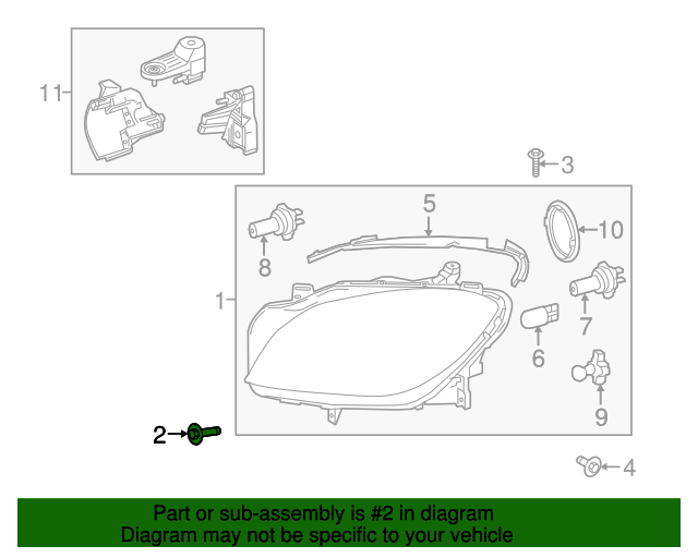 000-990-86-23 - Headlamp Assembly Adjust Bolt 2016-2019 Mercedes-Benz ...