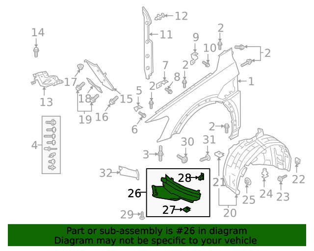 2019-2023 Audi Fender Liner Extension 4KE-853-887-D | Audi USA Parts