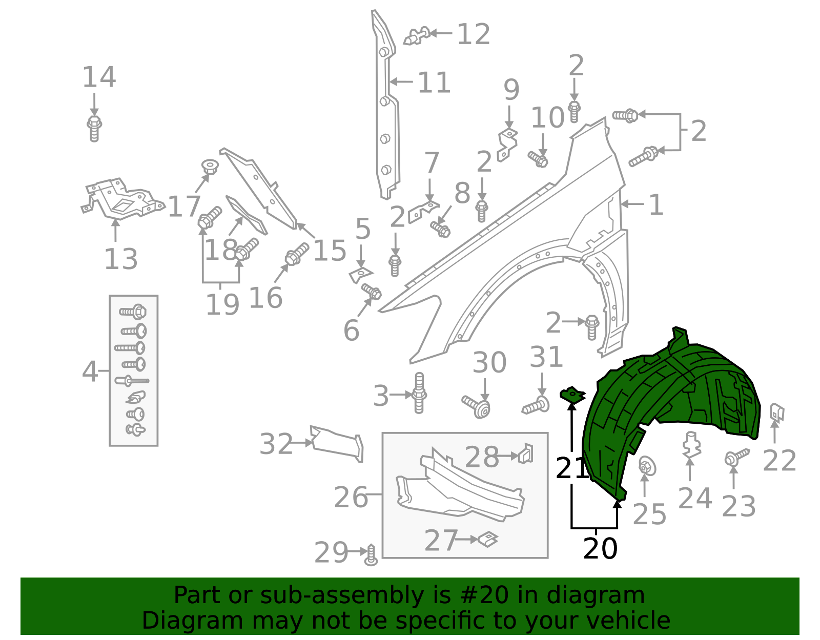 2019-2025 Audi Fender Liner 4KE-821-172-C | Audi OEM Parts Guy