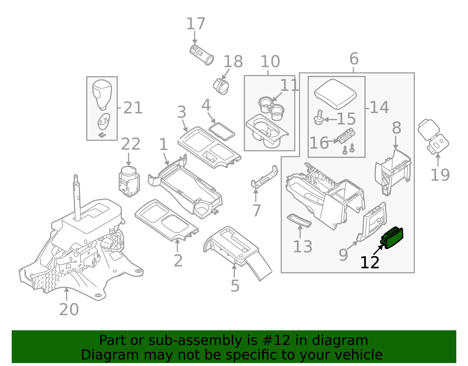 2007-2021 Nissan Cup Holder 96965-ZS00A | Parts for Nissans