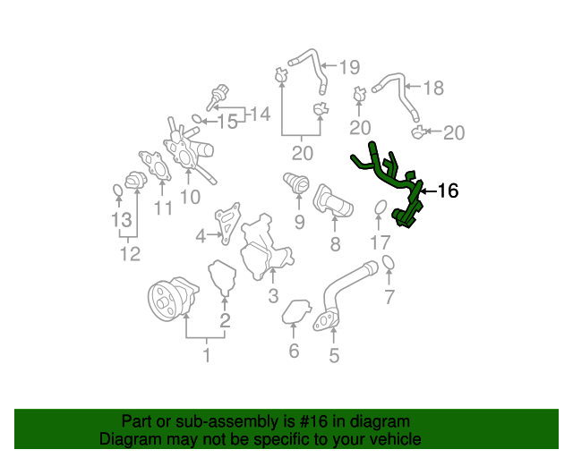 2008-2015 Nissan Water Pipe 21022-JM00A | TascaParts.com