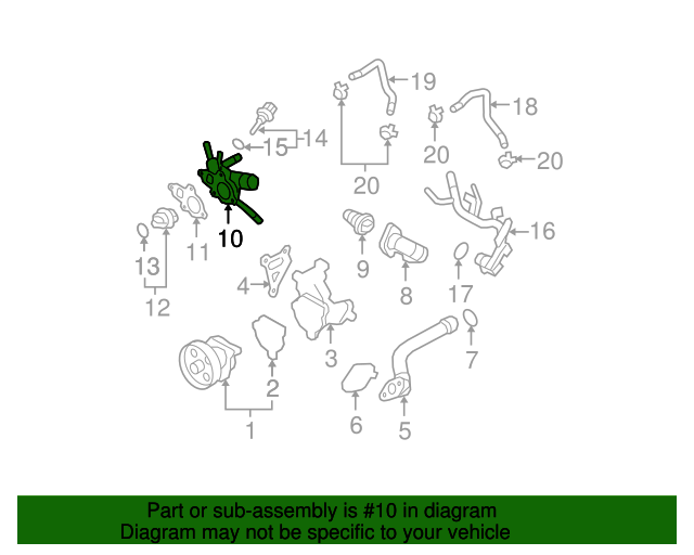 2007-2015 Nissan Water Outlet 11060-ET80A | TascaParts.com
