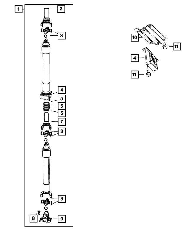 MOPAR GENUINE DRIVE SHAFT CENTER B BRACKET - 52105587AD - 52105587AD ...