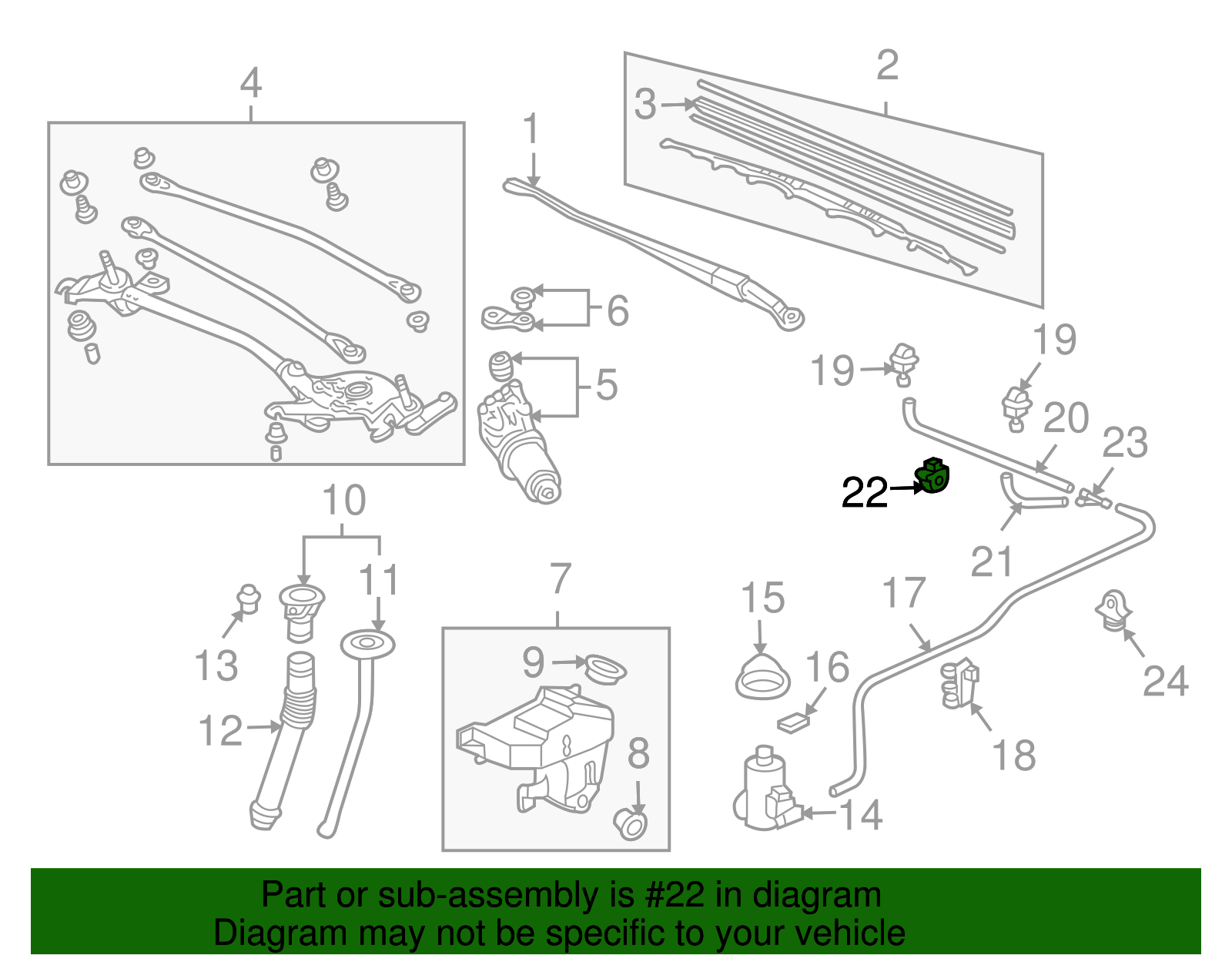 90652-SB2-023 - Windshield Washer Nozzle Support 1995-2005 Honda ...