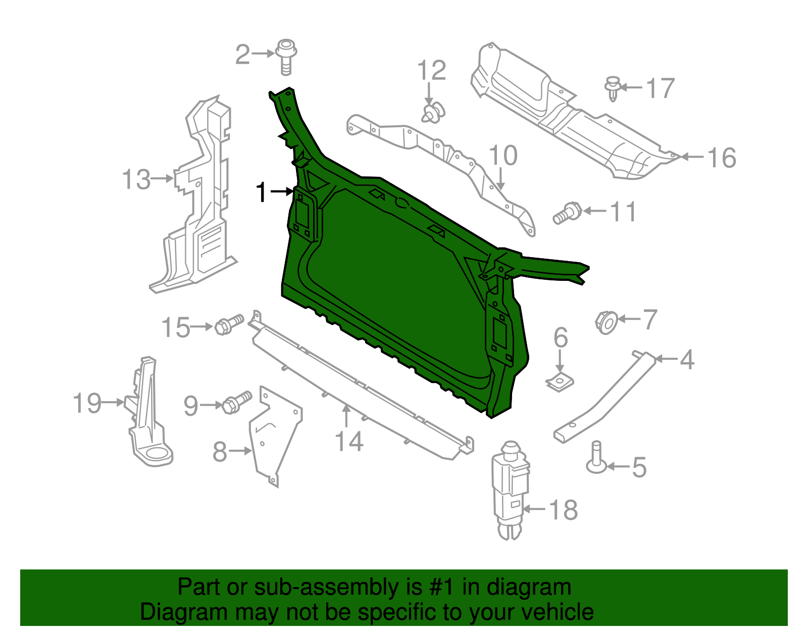 2013-2015 Audi RS5 Radiator Support 8F0-805-588 | TascaParts.com