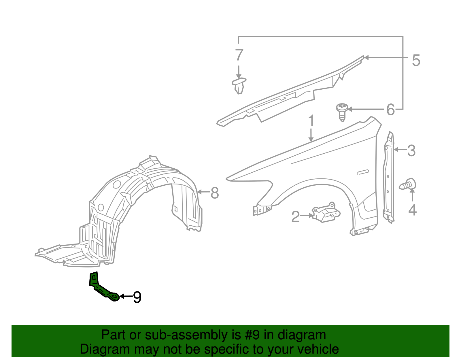 2006-2011 Lexus Fender Liner Pad 53852-30080 | SSL Parts