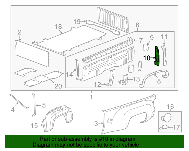2007-2014 GM Driver Side Pickup Box Side Panel Rear Outer Front ...