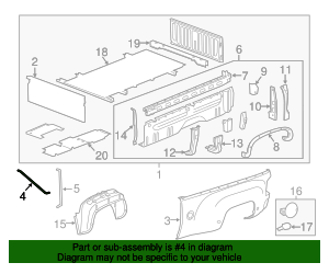 2011-2014 GM Passenger Side Pickup Box Side Panel Front Brace 25888101 ...
