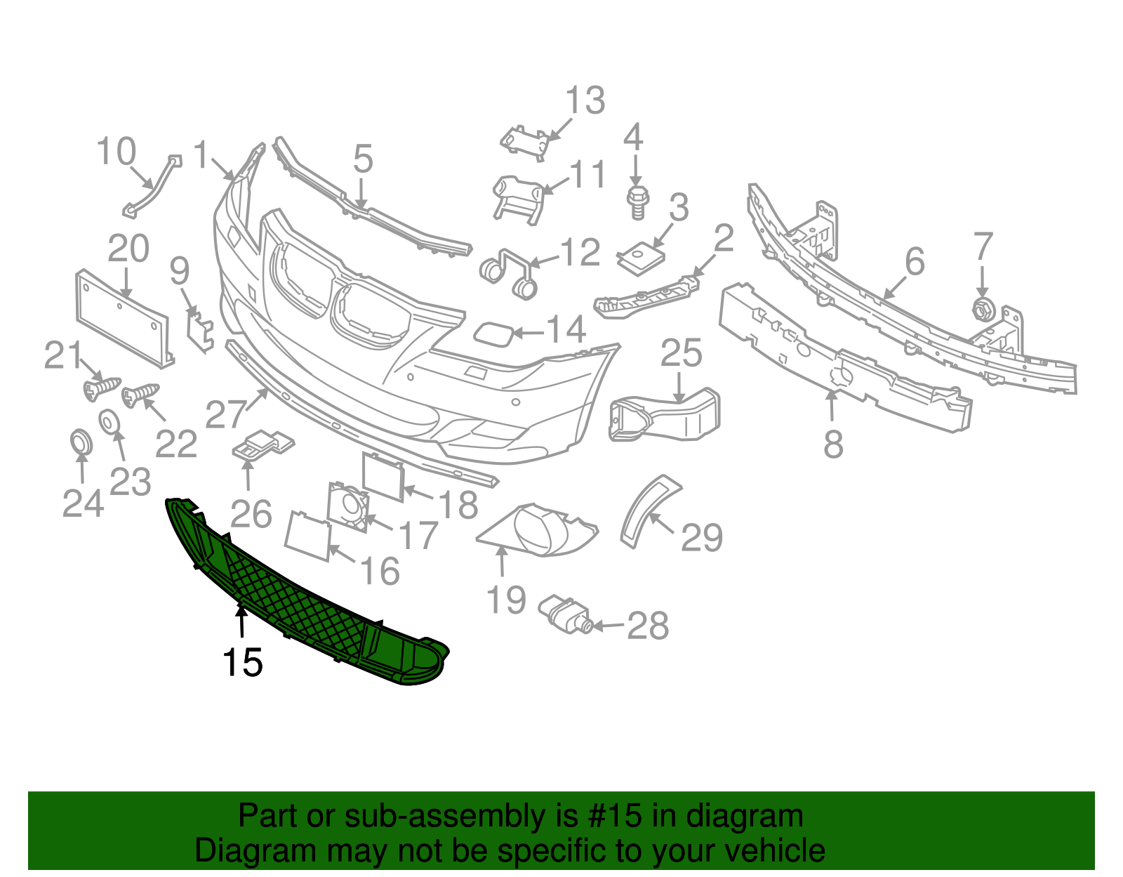 51117896586 - 2008-2010 BMW Lower Grille (51-11-7-896-586) | BMW of ...
