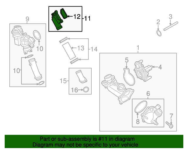 2013-2018 Audi Water Outlet 079-121-127-E | Audi USA Parts