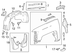 2014-2015 Chevrolet Silverado 1500 Front Driver Side Wheelhouse Liner ...
