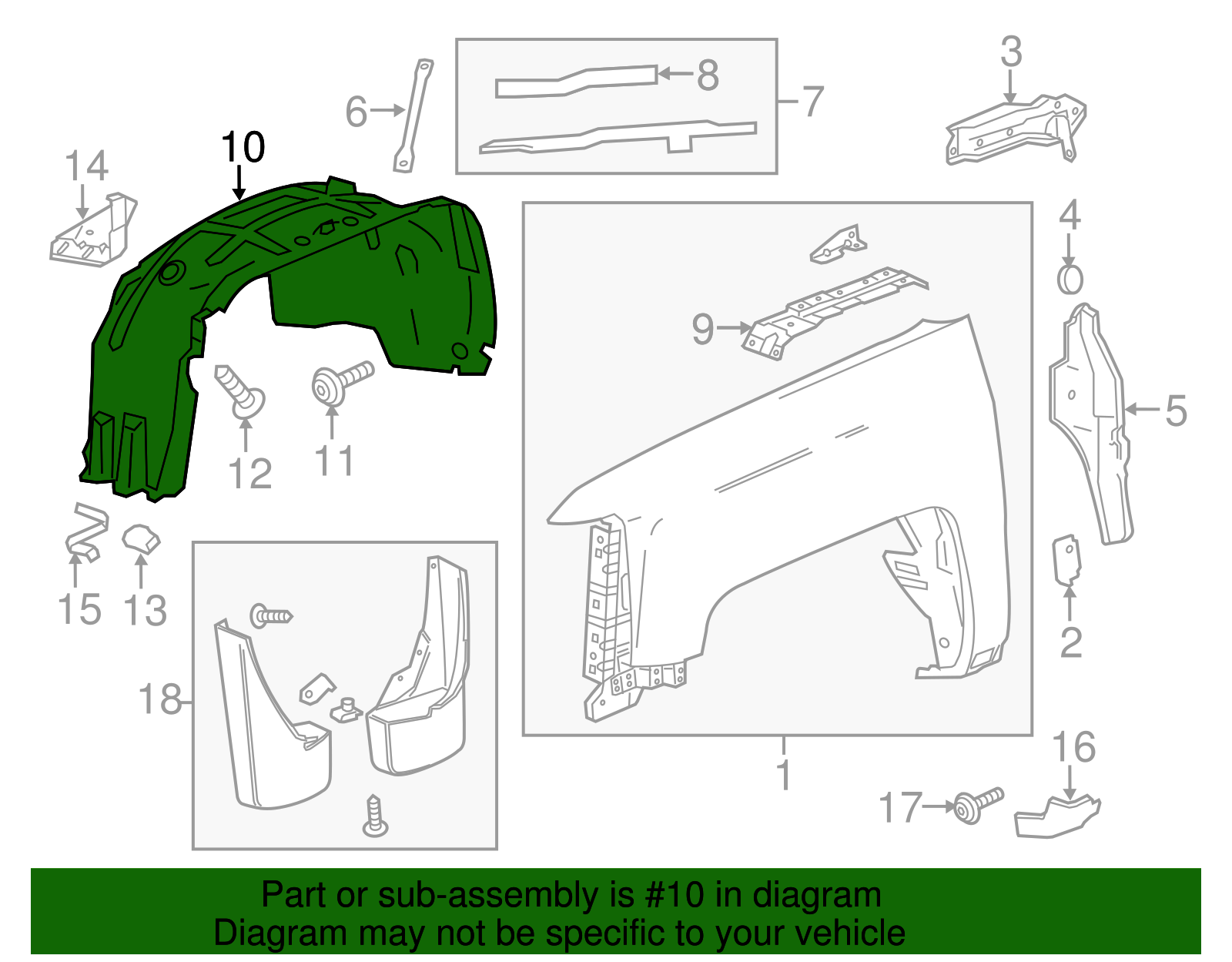 2014-2015 Chevrolet Silverado 1500 Front Driver Side Wheelhouse Liner ...