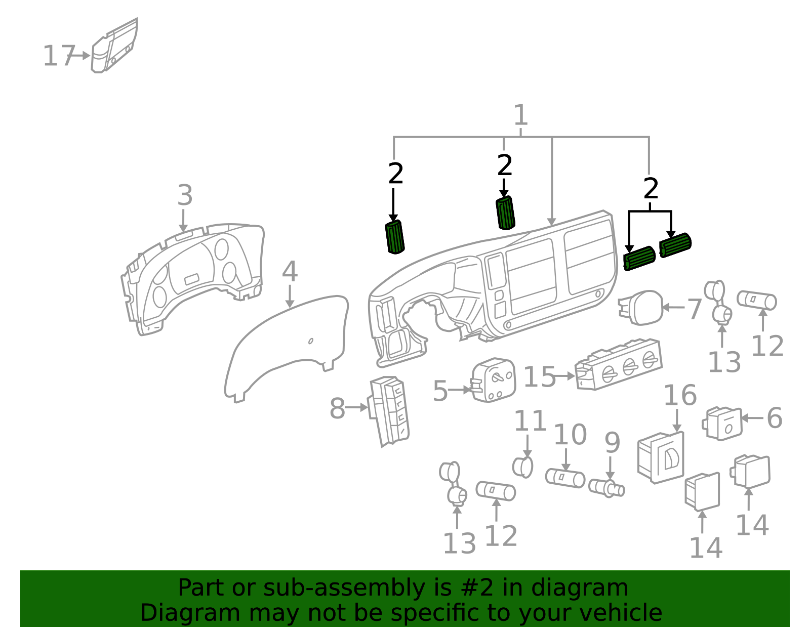 1994-2025 GM Instrument Panel Outer Air Outlet 23135645 GM ...