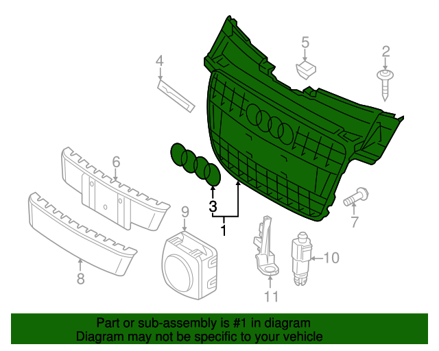 8K0-853-651-T94 - Center Grille 2009-2012 Audi | Audi OEM Parts