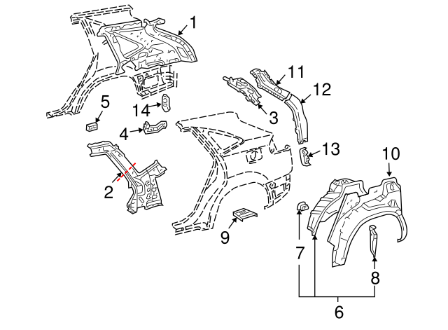 2004-2009 Lexus Rear Panel Reinforcement 61744-0E010 | OEM Parts Online