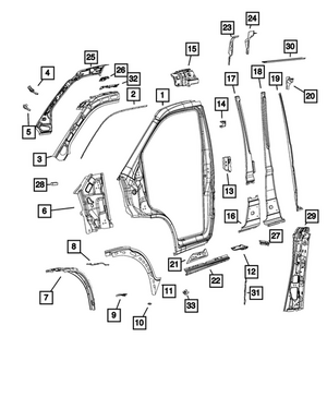 2014-2025 Ram B Pillar Outer Panel 68167532AB | My Mopar Parts