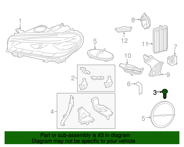 63117387835 - 2014-2024 BMW Headlamp Assembly Mount Kit (63-11-7-387 ...