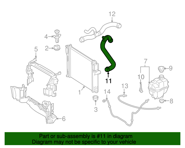 211-501-77-82 - Radiator Coolant Hose 2006-2009 Mercedes-Benz E 350 ...