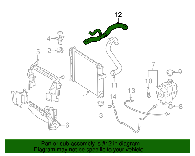 211-501-46-82 - Radiator Coolant Hose 2006-2009 Mercedes-Benz E 350 ...