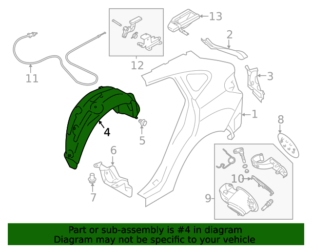 2018-2023 Subaru Crosstrek Wheelhouse Liner 59122FL020 | Subaru Parts Store