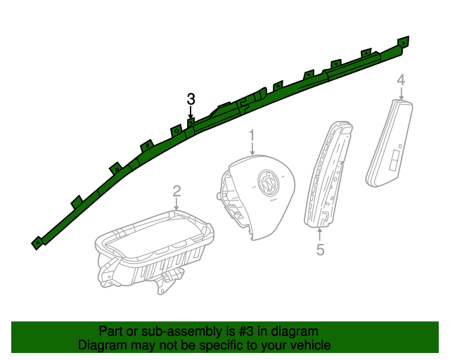 2018-2021 Buick Enclave Passenger Side Roof Rail Airbag 84811476 ...