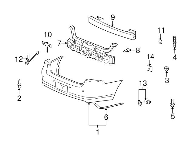 2006-2009 Buick Lucerne Rear Bumper Cover 19121117 GM | GMPartsDirect.com