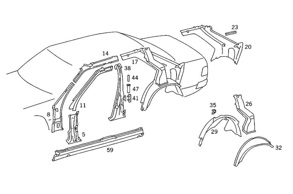124-630-06-40 - Longitudinal Member 1958-1993 Mercedes-Benz | Mercedes ...
