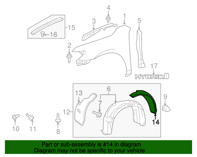 53886-06010 - Fender Splash Shield - 2007-2011 Toyota Camry | OEM ...