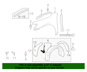 2007-2011 Toyota Camry Fender Liner Retainer 53879-28040 | Toyota Parts ...