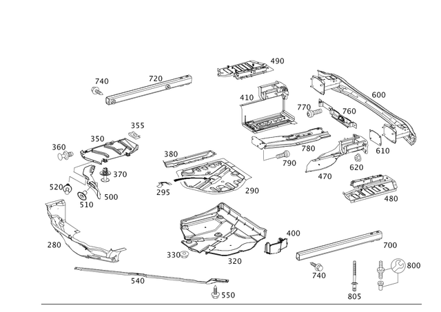 212-693-00-17 - Cover, Rear-End Floor 2011-2016 Mercedes-Benz ...