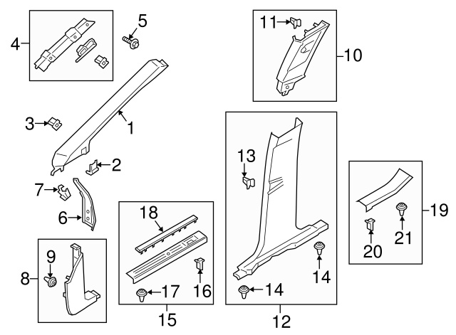 2011-2019 Ford Upper Center Pillar Trim Retainer Clip W710338S900 ...