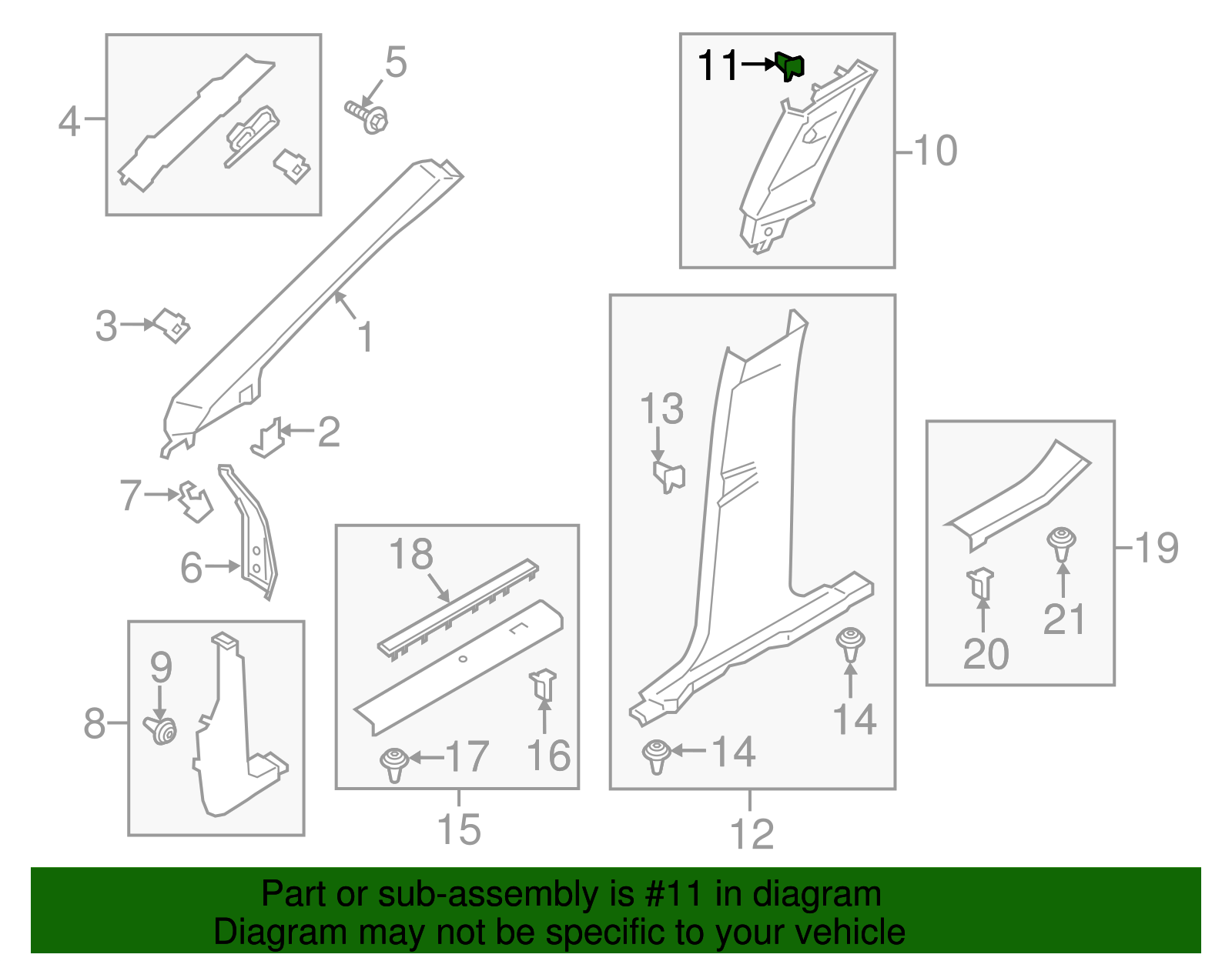 W714113-S424 - Upper Center Pillar Trim Retainer Clip 2013-2025 Ford ...