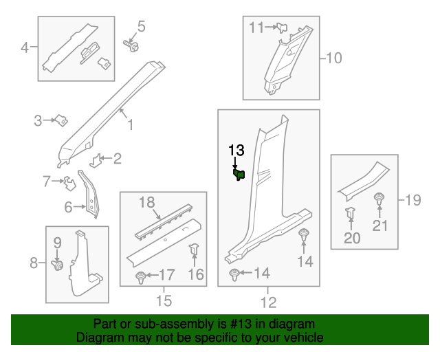2011-2024 Ford Upper Center Pillar Trim Retainer Clip -W710338-S900 ...