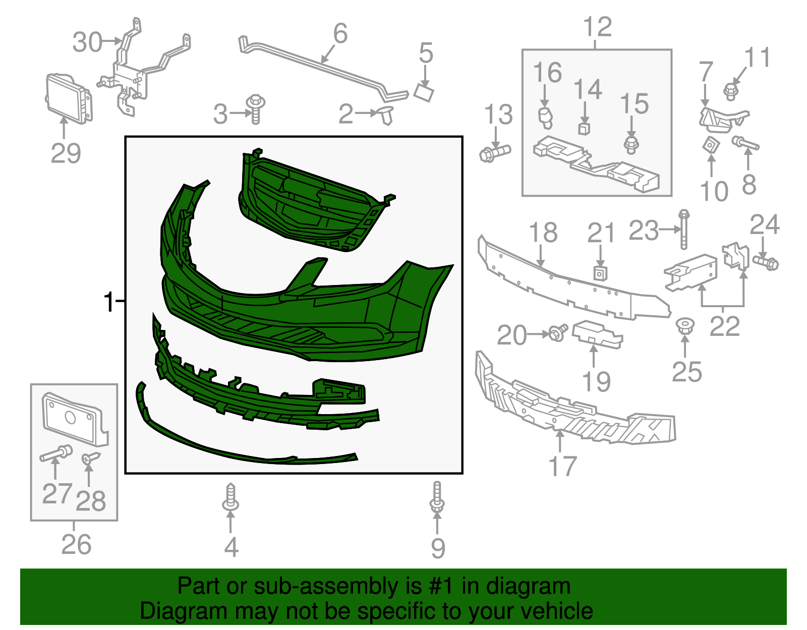 2014-2016 Buick LaCrosse Front Upper Bumper Cover 90904906 GM ...