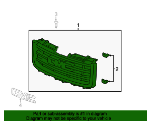 23203128 - Bright Chrome Front Grille with Clips 2011-2014 GMC | GMPartsNow