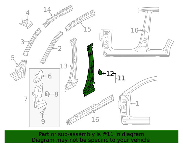 2017-2023 Mazda CX-5 Center Pillar Reinforced KB7W-71-360A | QuirkParts