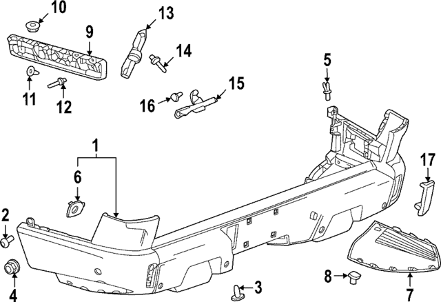 84864174 - Passenger Side Rear Bumper Fascia Guide 2022-2024 GMC Hummer ...
