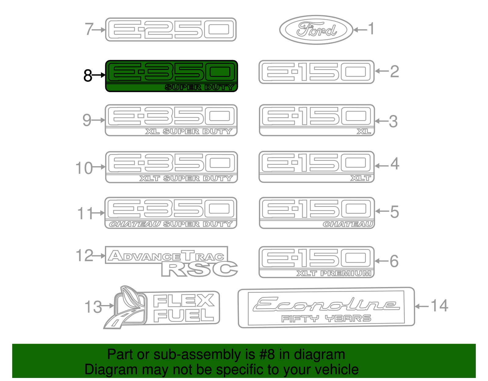 9C2Z-1542528-DA - Nameplate 2006-2025 Ford E-350 Super Duty | Big 3 ...