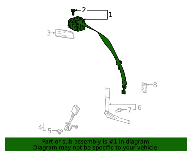 2020-2025 Chevrolet Corvette Front Passenger Side Seat Belt Retractor ...