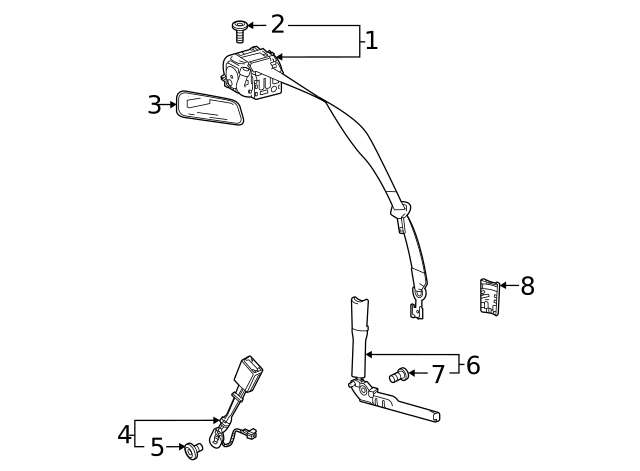 2020-2025 Chevrolet Corvette Front Passenger Side Seat Belt Retractor ...